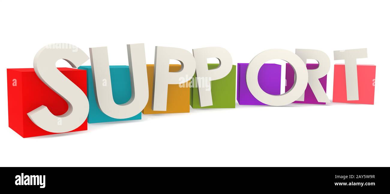 Colorful cubes with support word Stock Photo - Alamy