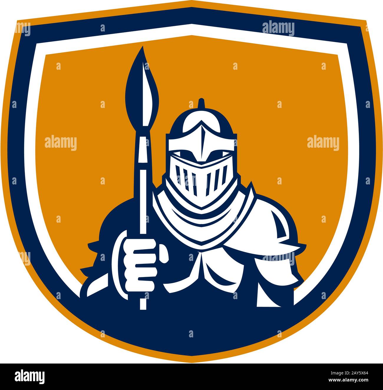Knight Full Armor Holding Paint Brush Crest Retro Stock Photo - Alamy
