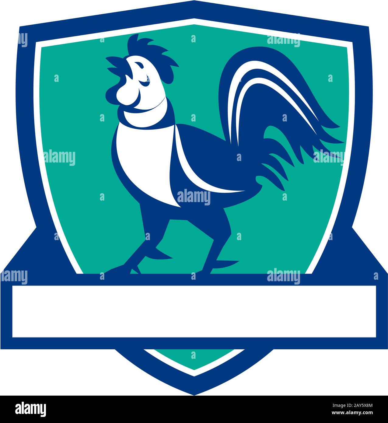 Chicken Rooster Crowing Shield Retro Stock Photo - Alamy