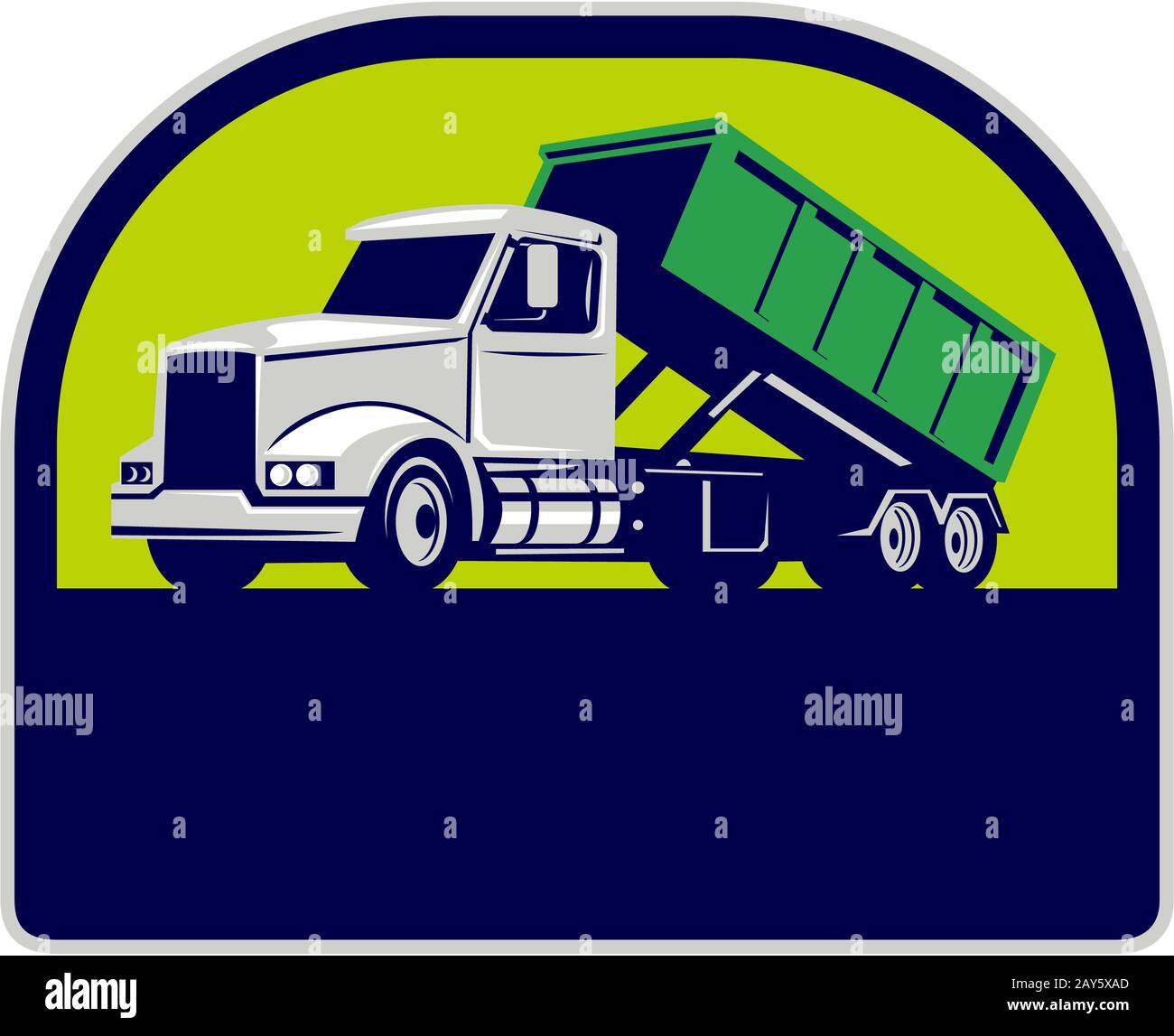 Roll-Off Truck Side Up Half Circle Retro Stock Photo - Alamy