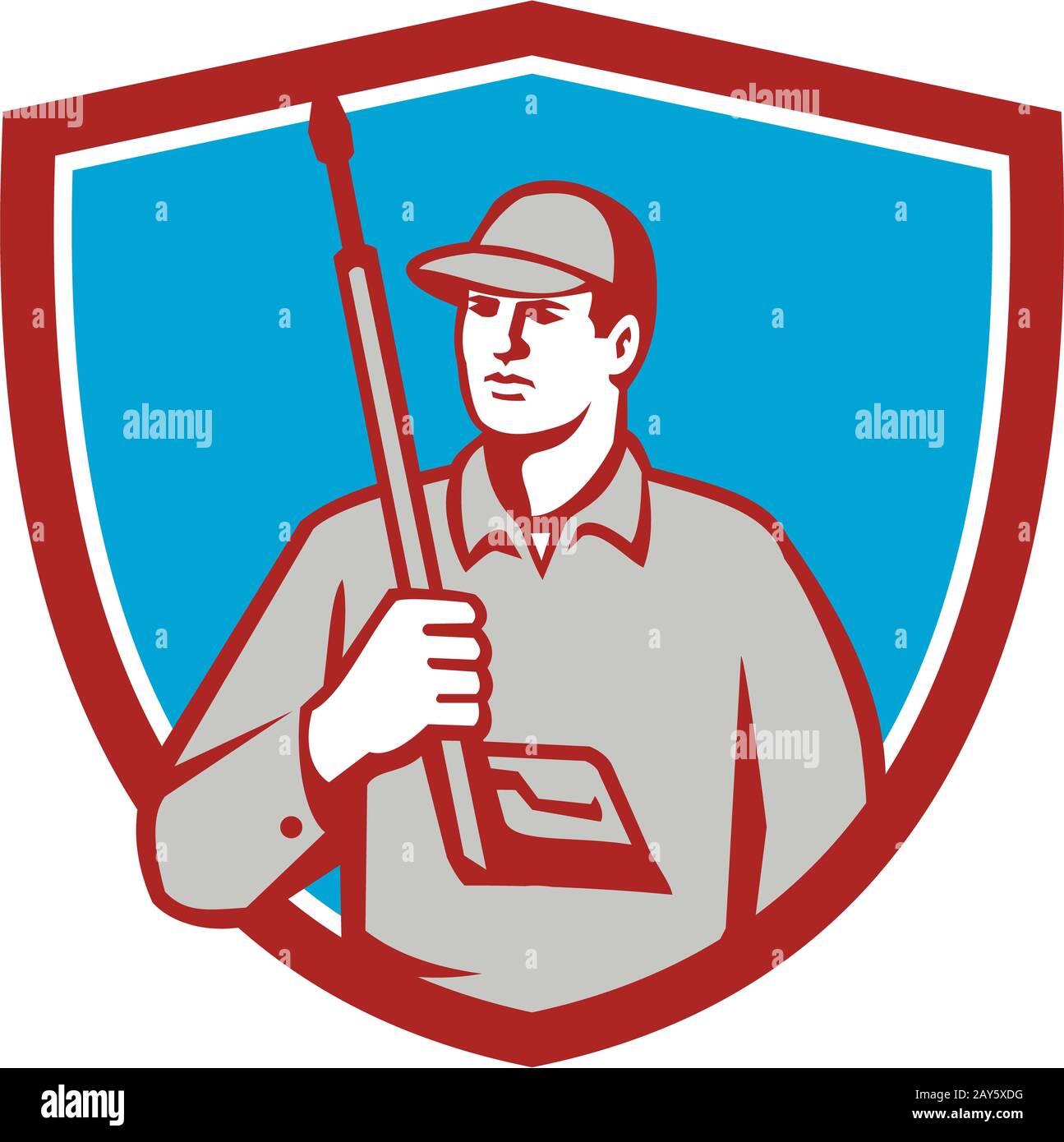 Power Washer Pressure Washing Gun Crest Retro Stock Photo - Alamy