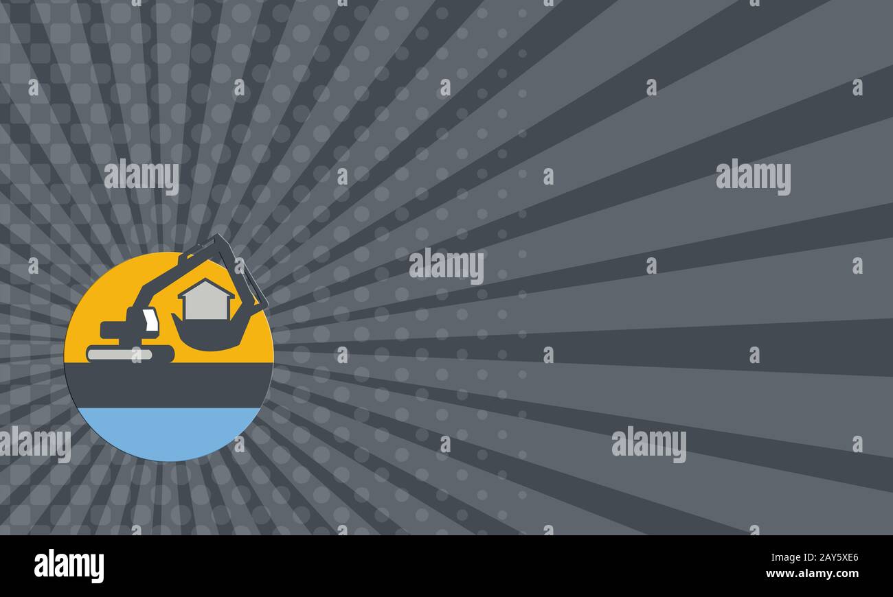 Business card Excavator Digger Handling House Circle Retro Stock Photo ...