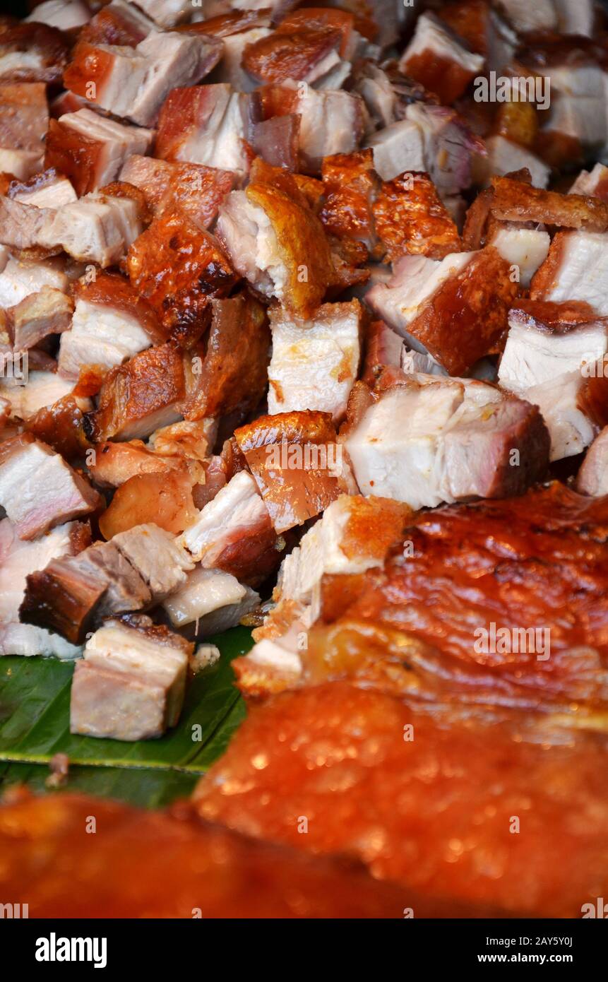Roasted Pork in Market Stock Photo - Alamy