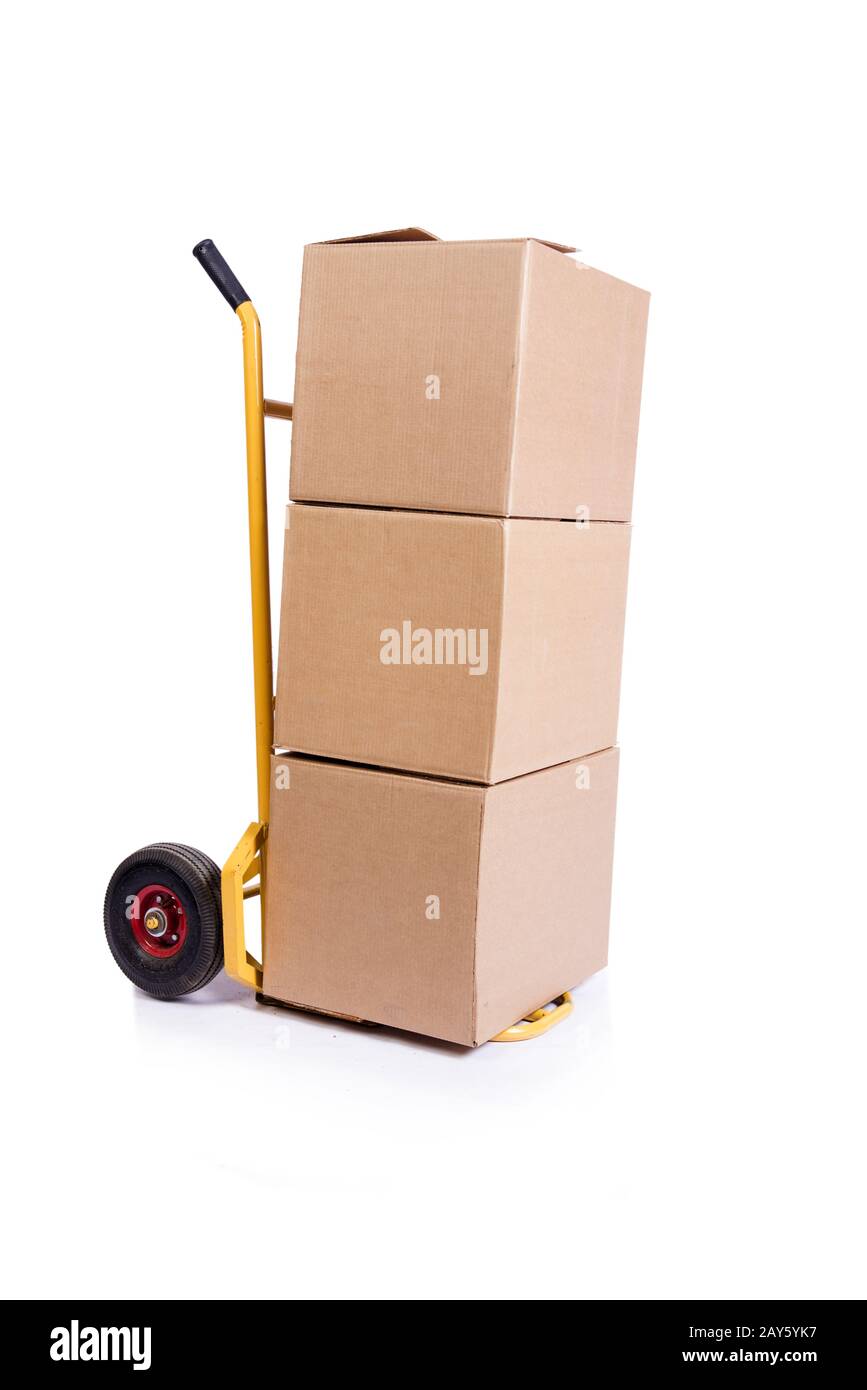 Shipping cart isolated on the white background Stock Photo - Alamy