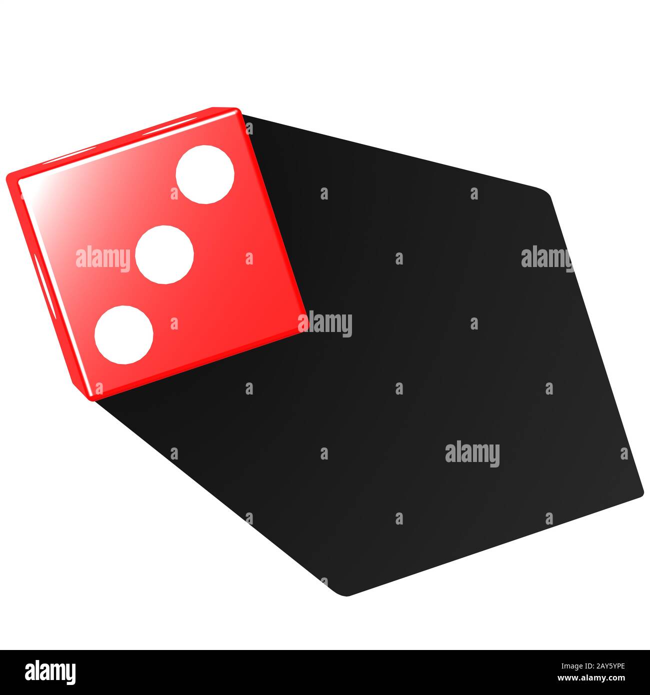 Red die with three at top Stock Photo - Alamy