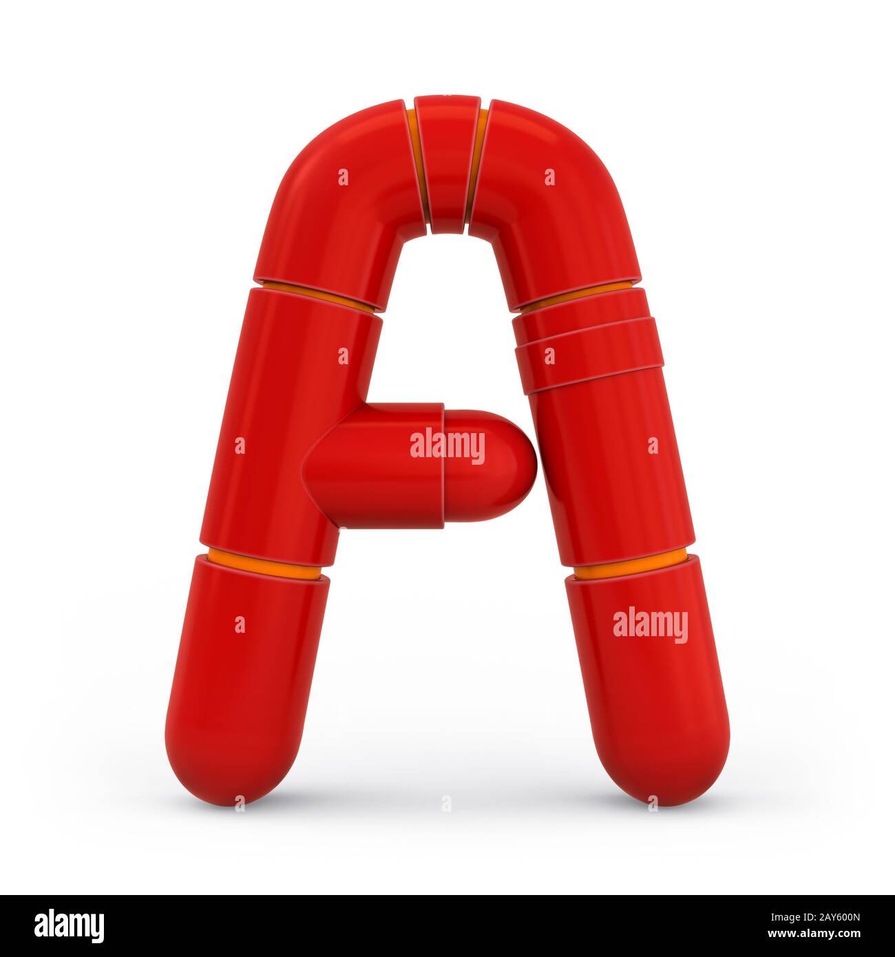 Capital letter A. Uppercase. Metallic futuristic red font. Mechanical ...