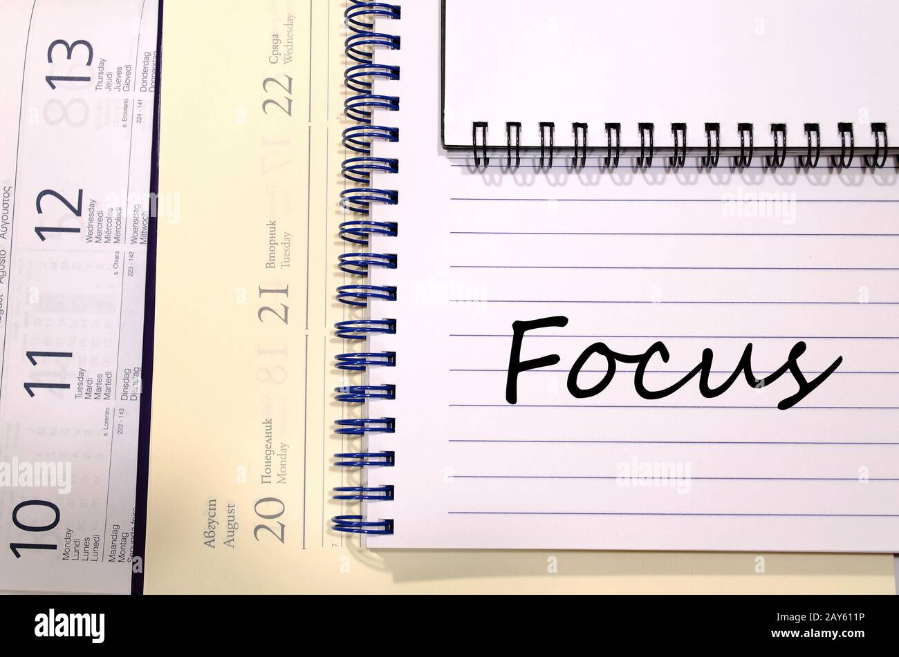 Focus write on notebook Stock Photo - Alamy