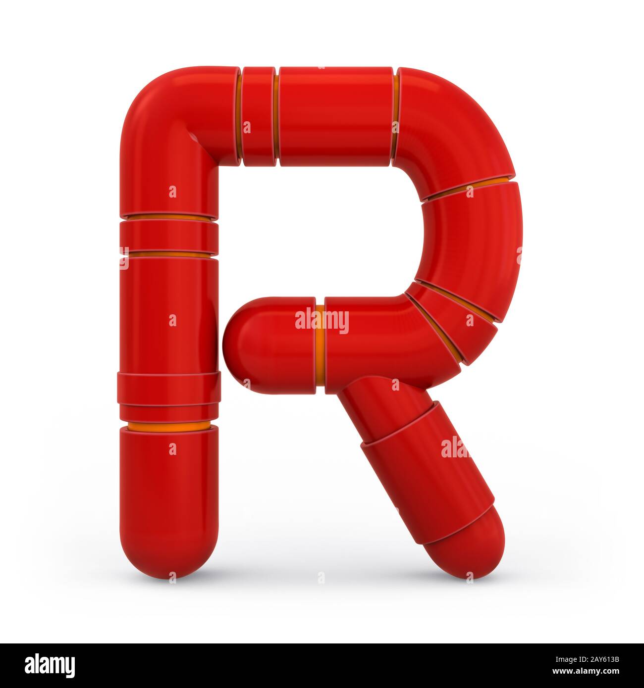 Capital letter R. Uppercase. Metallic futuristic red font. Mechanical ...
