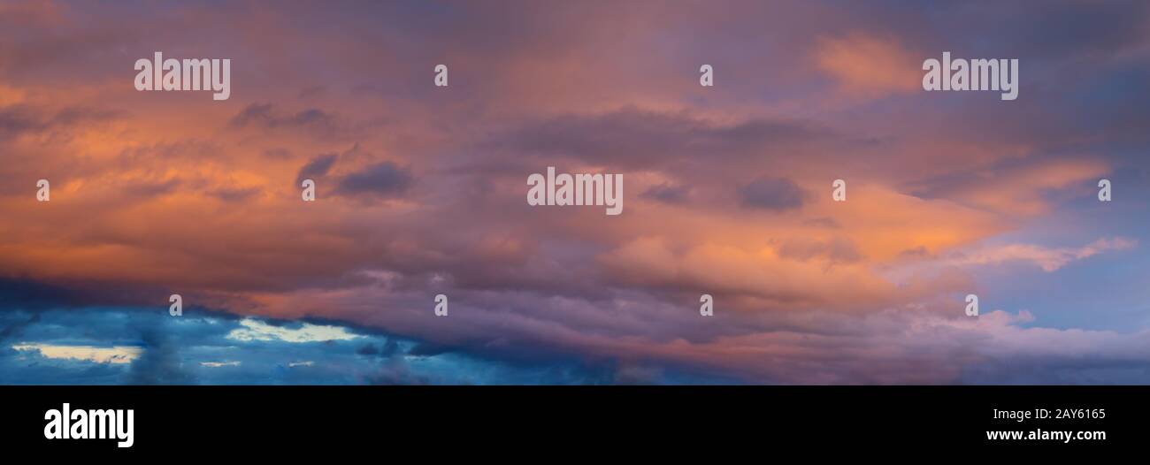 red sky panorama - beautiful red clouds at sunset Stock Photo - Alamy