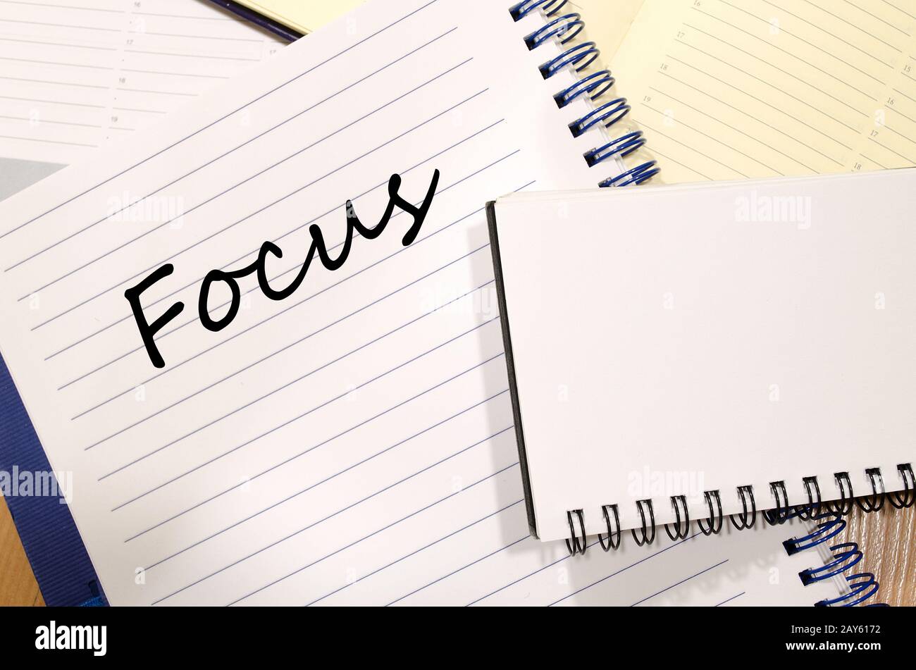 Focus write on notebook Stock Photo - Alamy