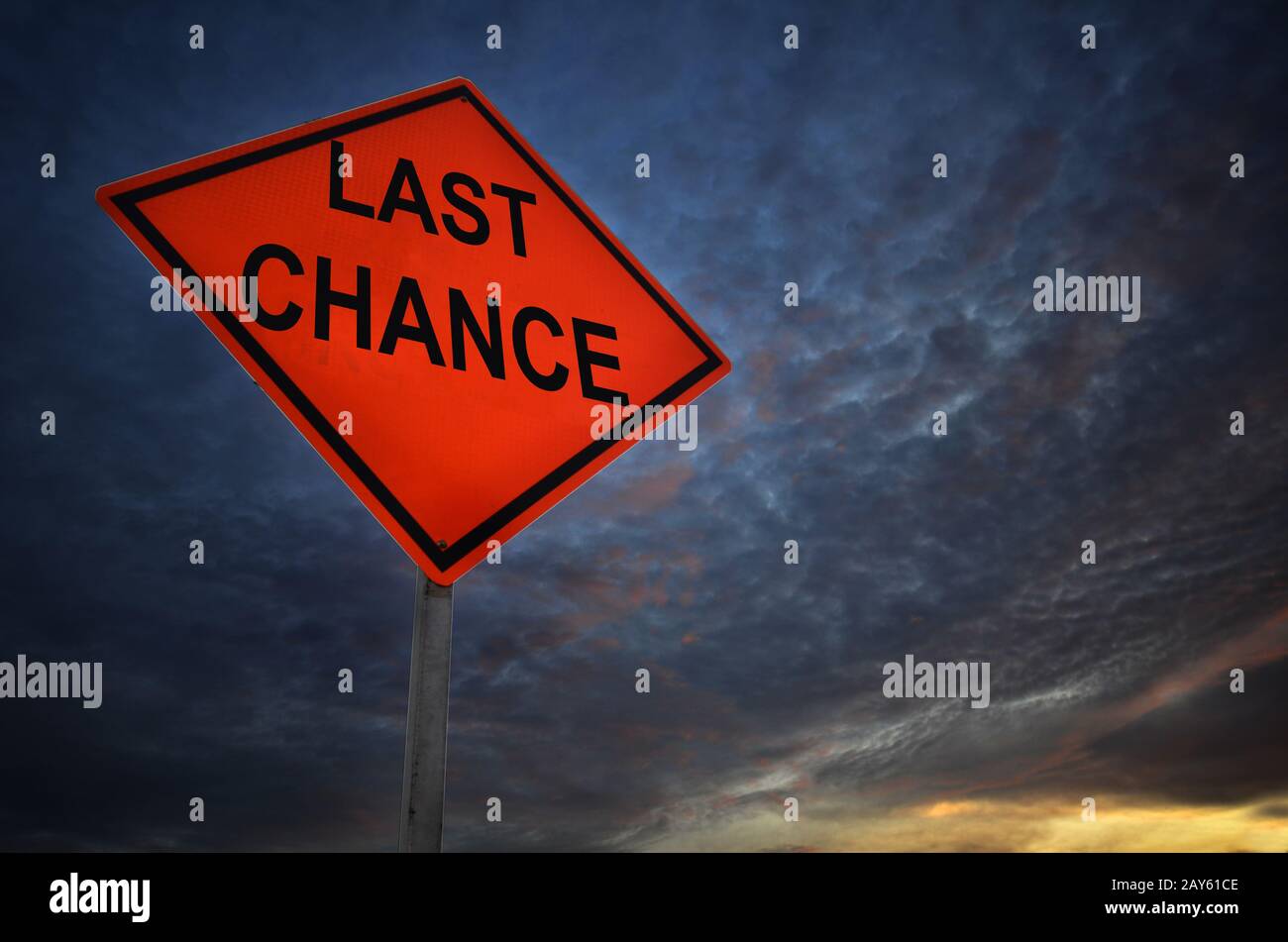 Last chance warning road sign Stock Photo - Alamy