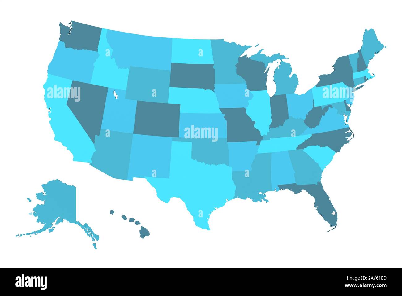 Detailed USA Map on white background Stock Photo - Alamy