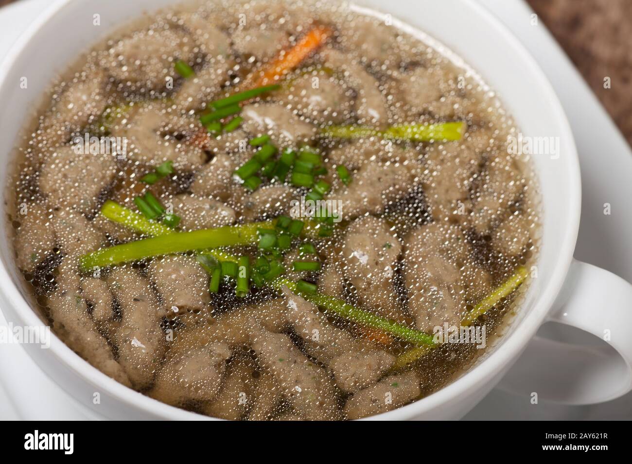 Bavarian liver spaetzle soup Stock Photo - Alamy