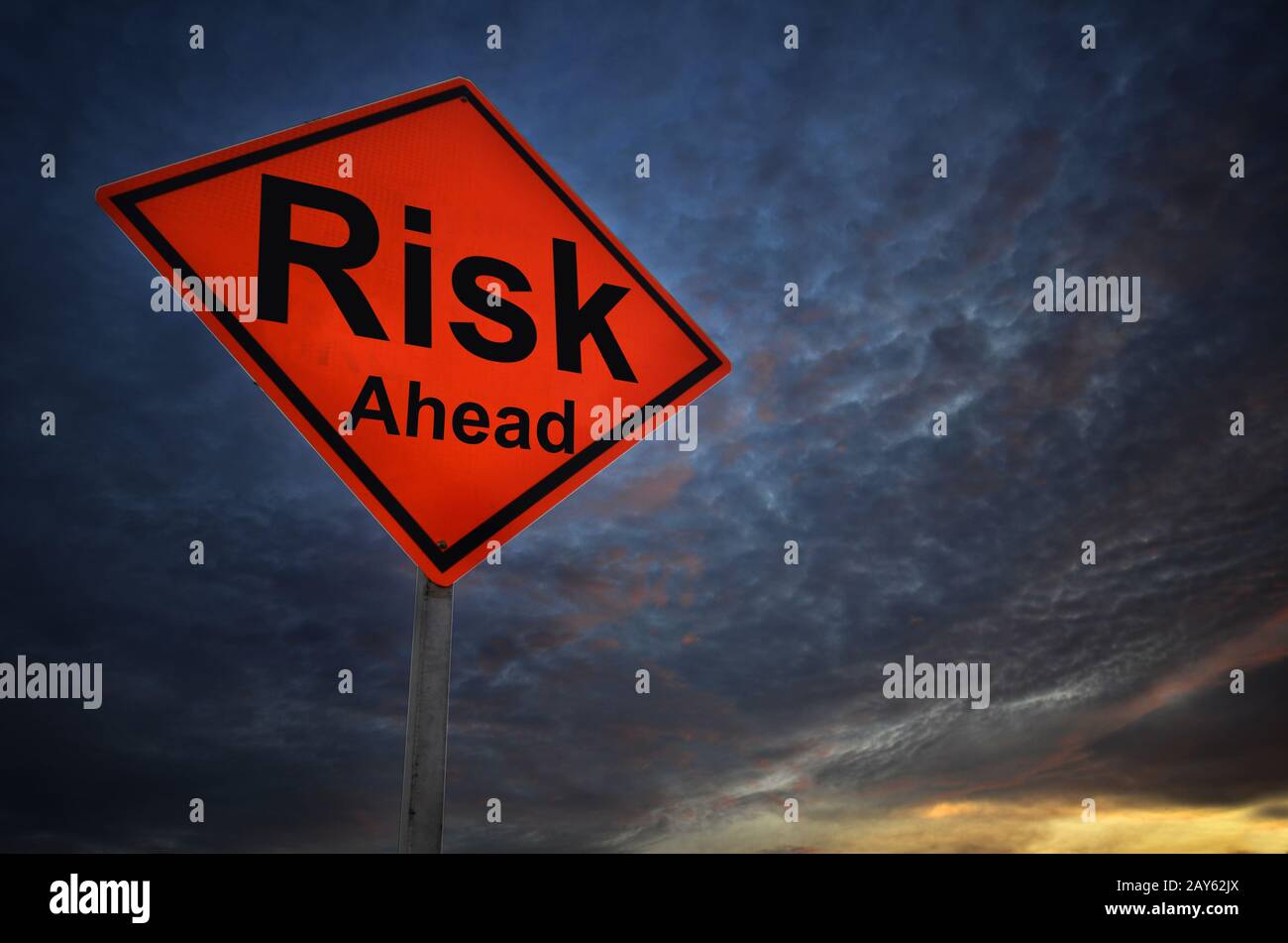 Risk warning road sign Stock Photo - Alamy