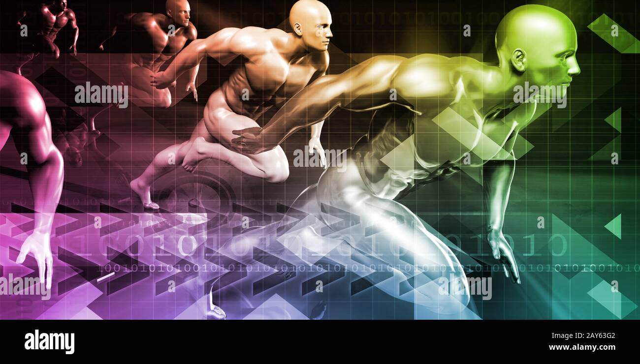 Men Running in Technology Background Stock Photo - Alamy