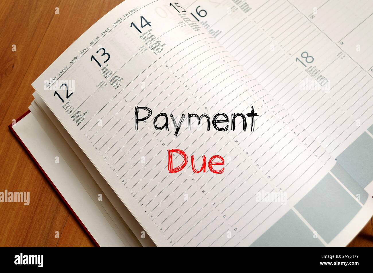 Payment due text concept on notebook Stock Photo - Alamy Payment due text concept on notebook Stock Photo - Alamy