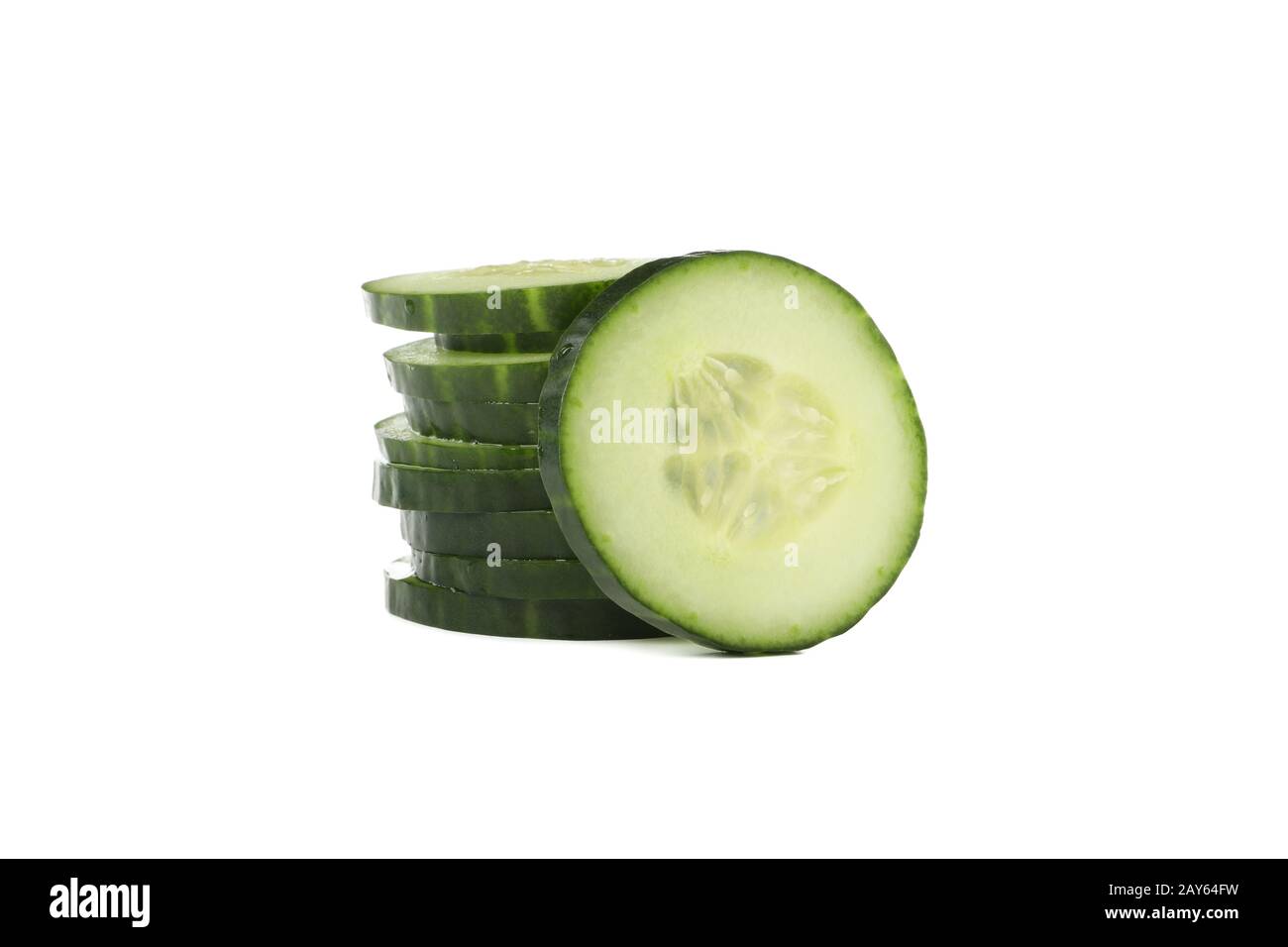 Fresh cucumber slices isolated on white background Stock Photo - Alamy