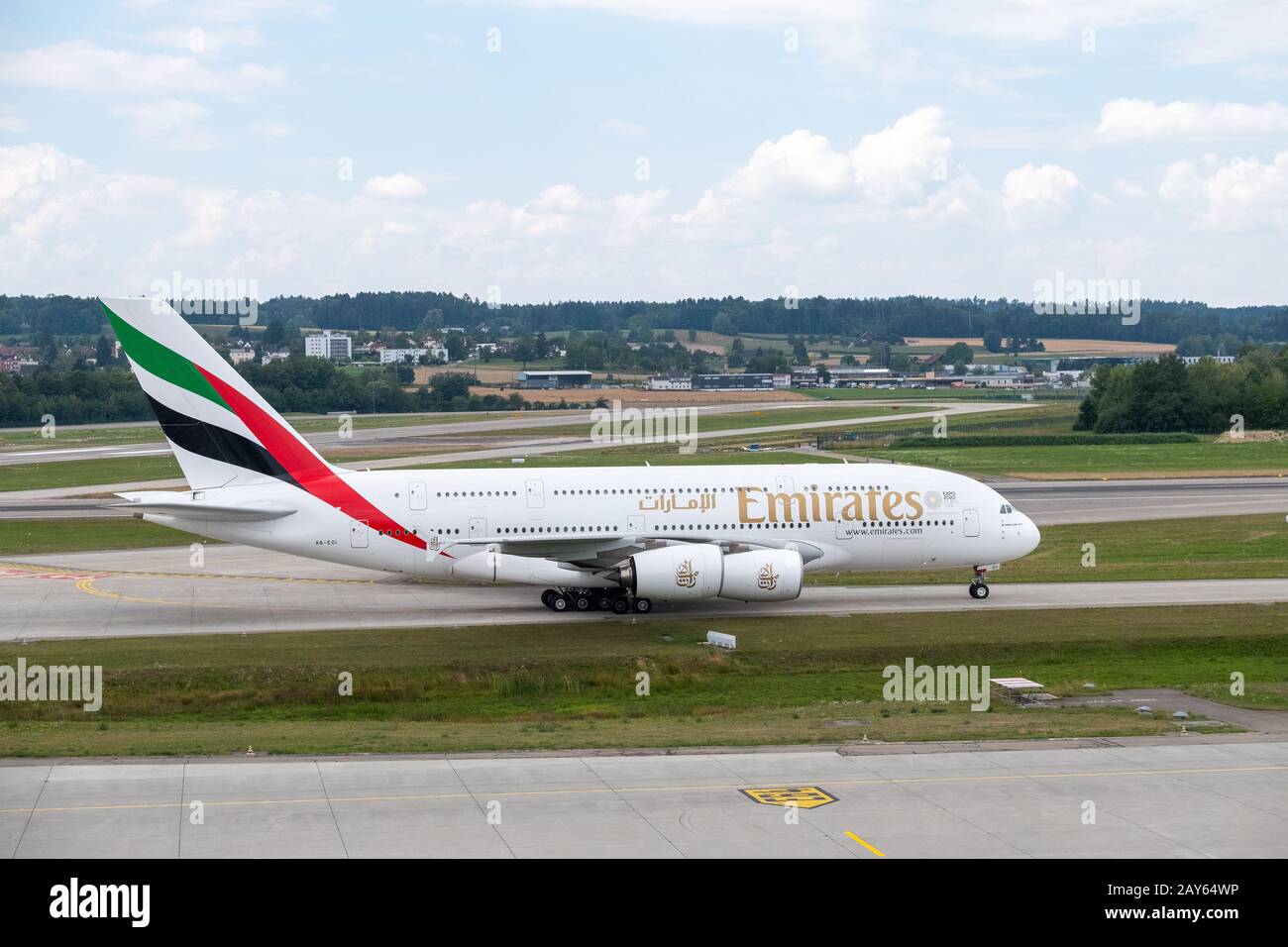 Emirates airlines airplanes take-off at day time in international ...