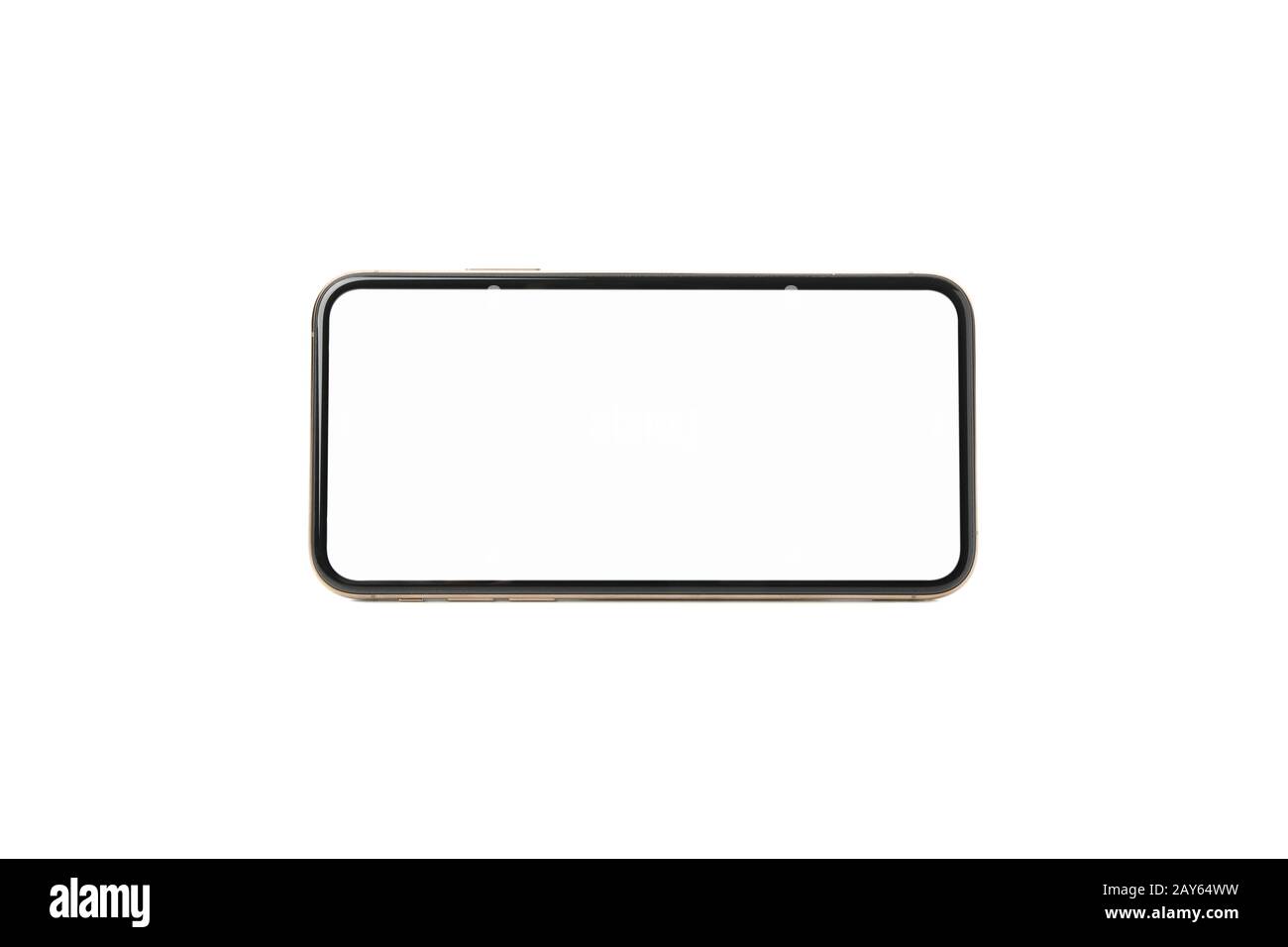 Phone with empty screen isolated on white background Stock Photo - Alamy