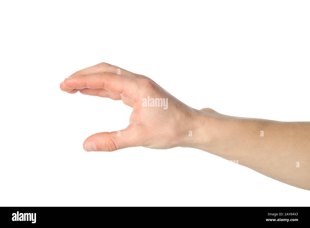 Male hand holding something, isolated on white background Stock Photo ...