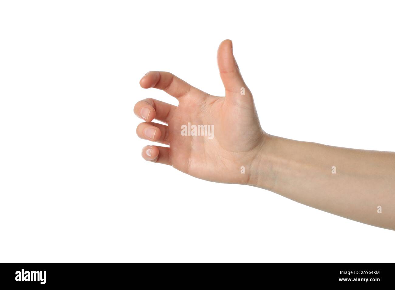 Female hand holding something, isolated on white background Stock Photo ...