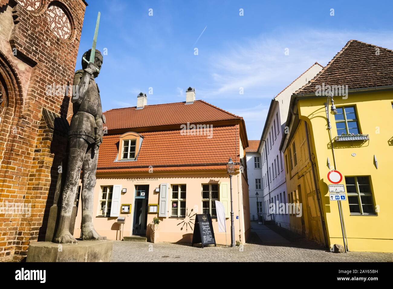 Roland statue in front of the Old Town Hall, Brandenburg City, Germany ...