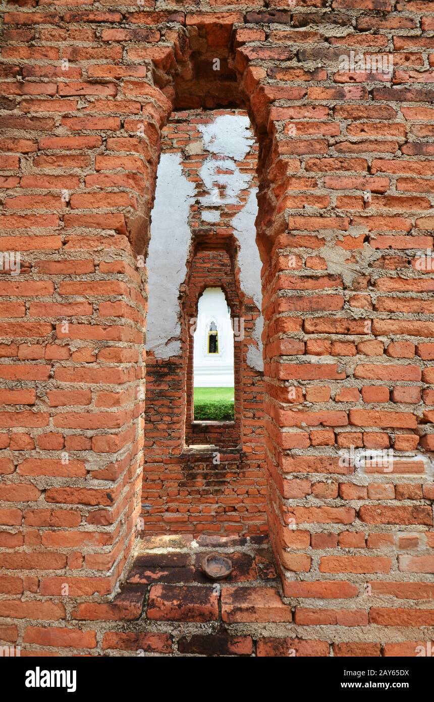 Brick gate with ancient castle Stock Photo - Alamy