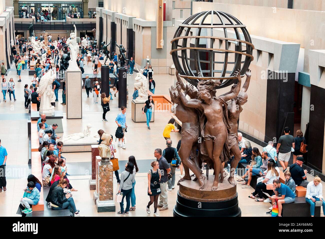 27 July 2019, Paris, France: Crowds of tourists visit the famous Orsay ...