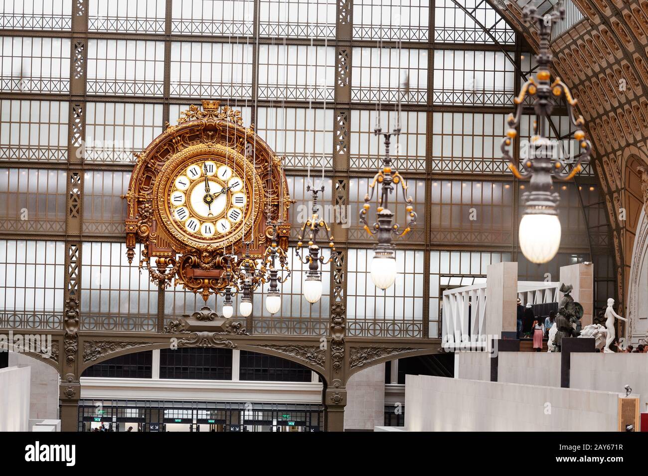 27 July 2019, Paris, France: Famous Clock at the Orsay Museum interior ...