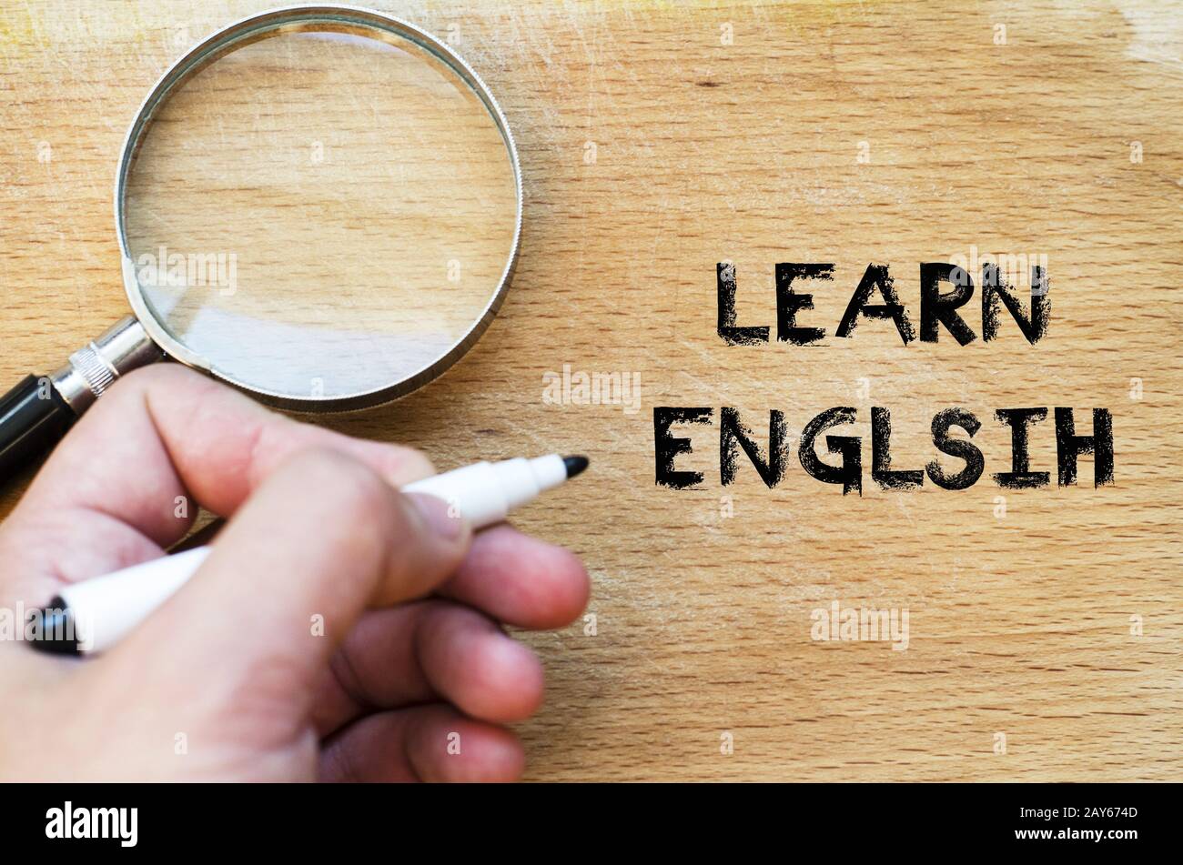 Learn english text concept Stock Photo - Alamy