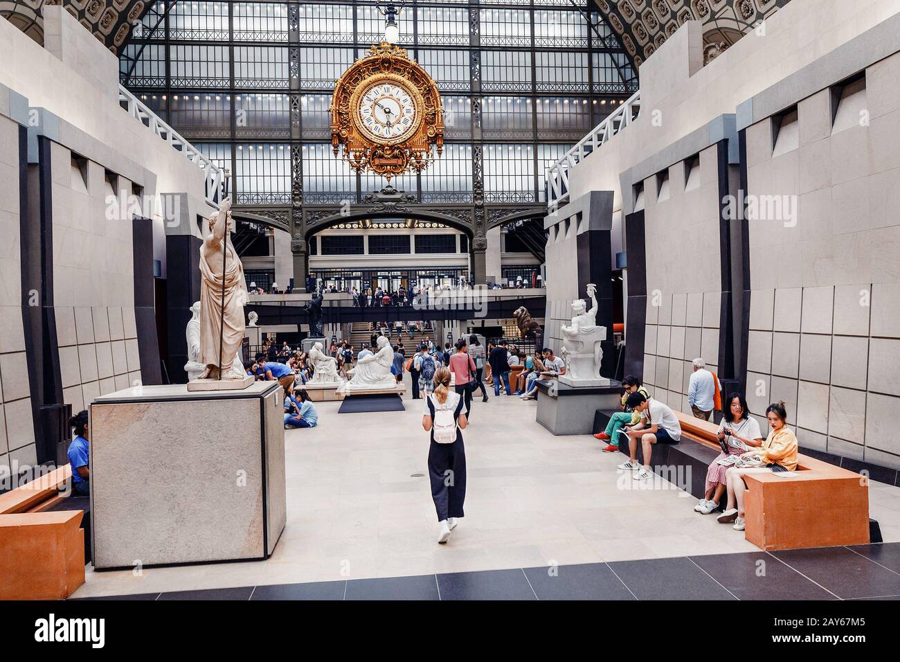 27 July 2019, Paris, France: Crowds of tourists visit the famous Orsay ...