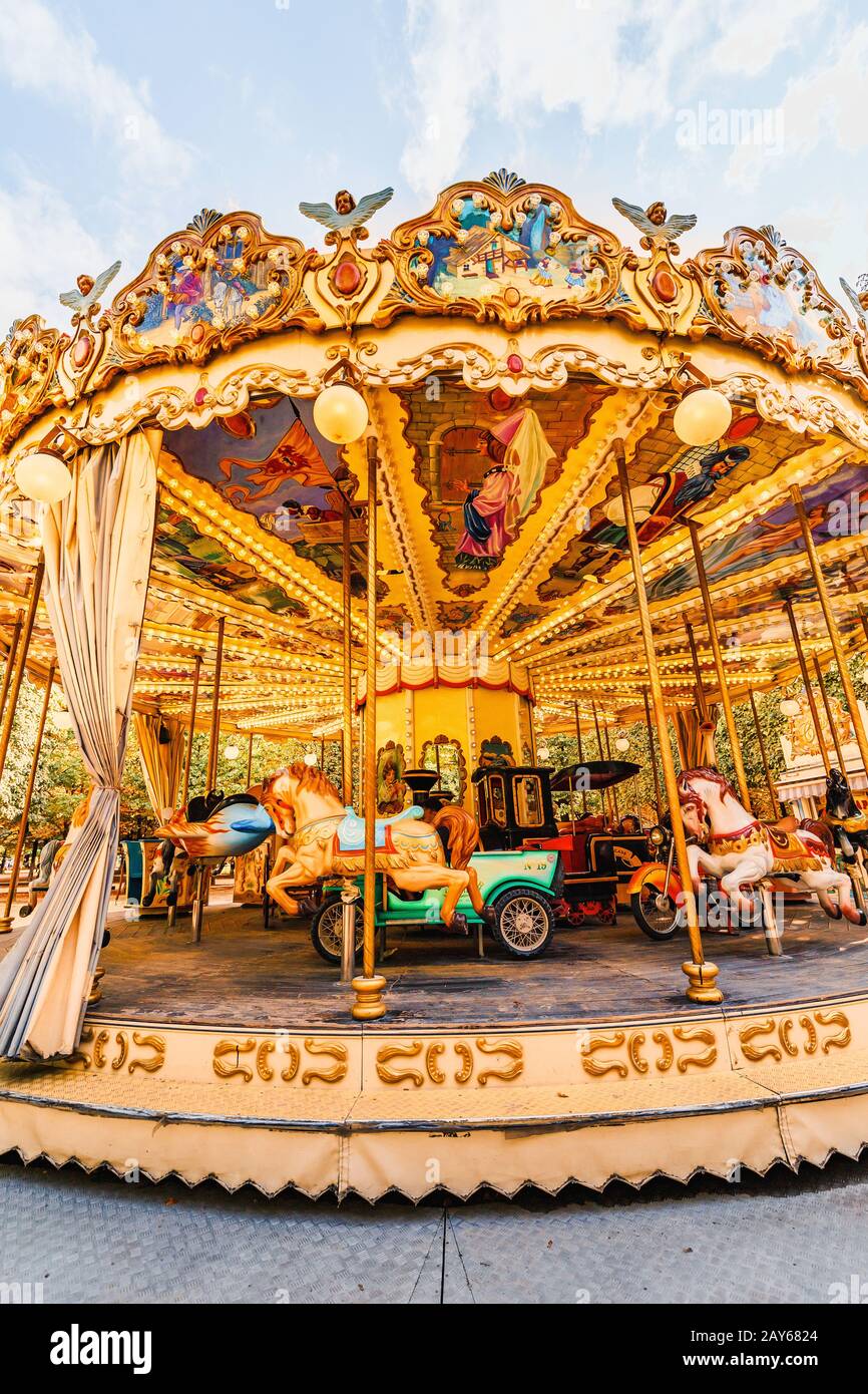 Classic carousel illuminated attraction in hi-res stock photography and ...