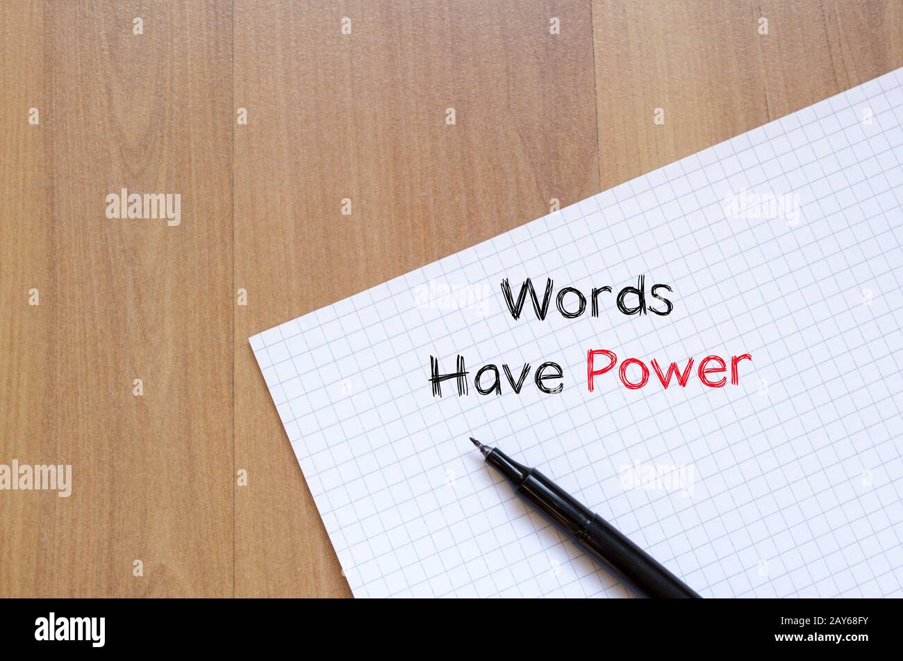 Words have power text concept on notebook Stock Photo - Alamy