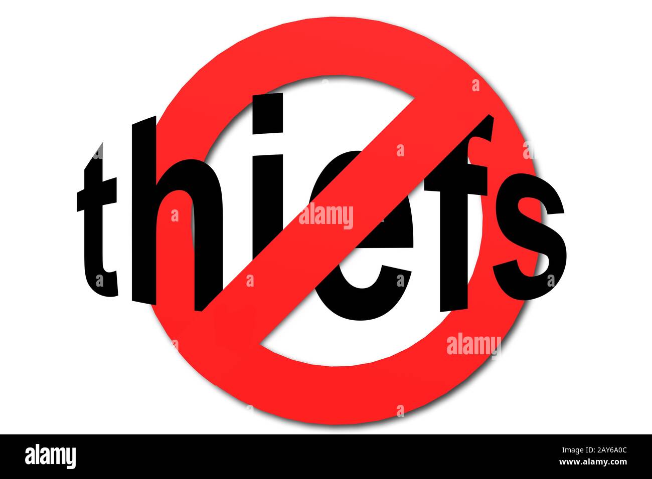 Stop thiefs sign in red Stock Photo - Alamy