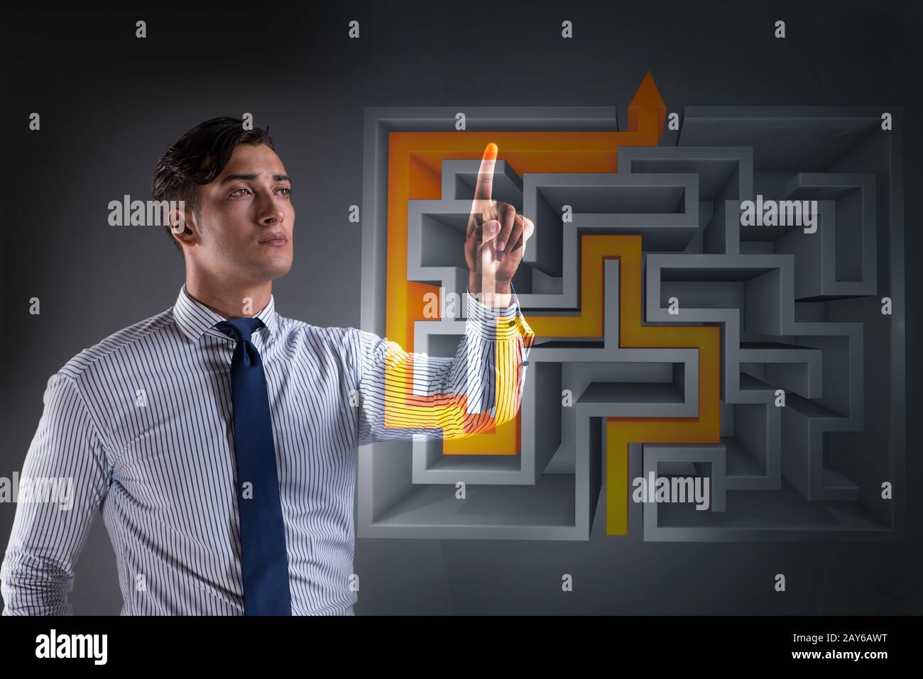 Businessman with maze in difficult situations concept Stock Photo - Alamy