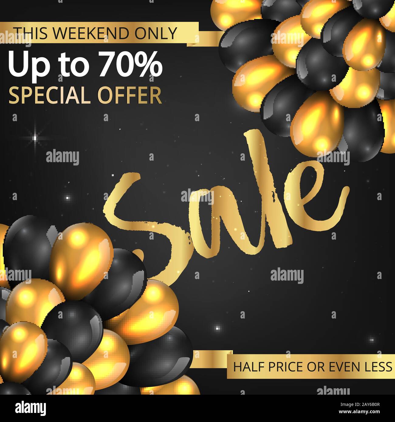Vector promotion sale or celebration party event flyer, creative golden ...