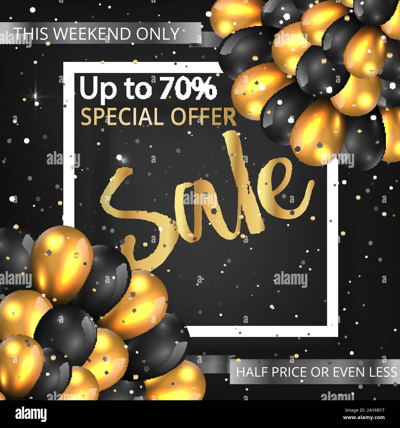 Vector promotion sale or celebration party event flyer, creative golden ...