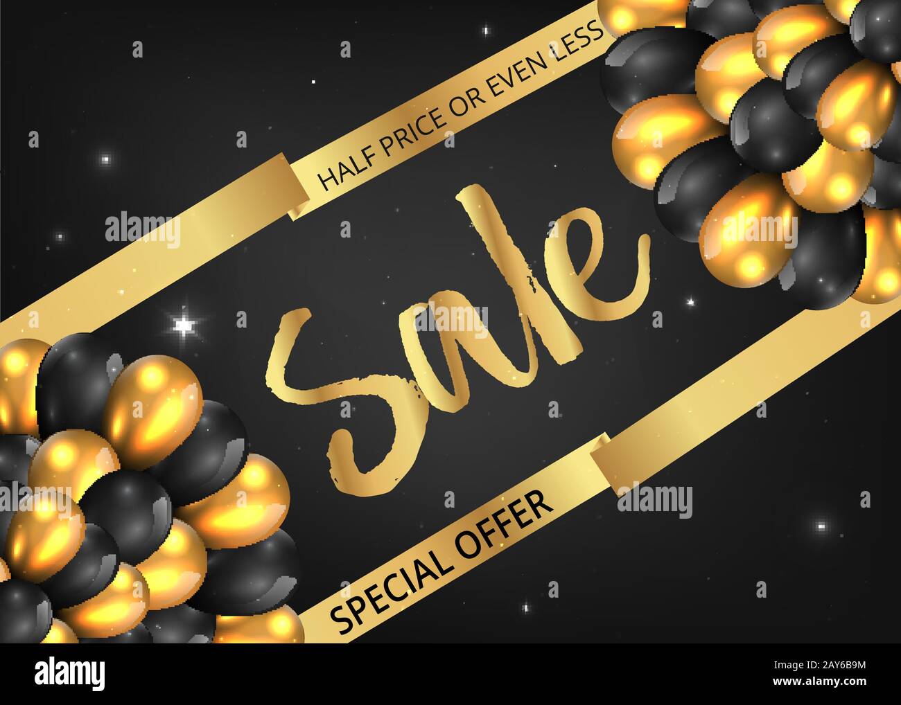 Vector promotion sale or celebration party event flyer, creative golden ...