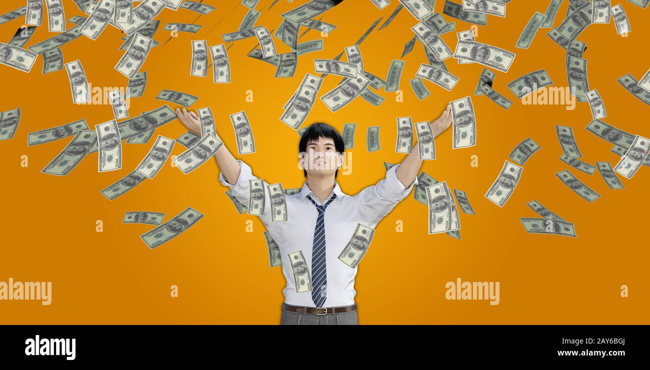 Money Falling From Sky Man High Resolution Stock Photography and Images ...