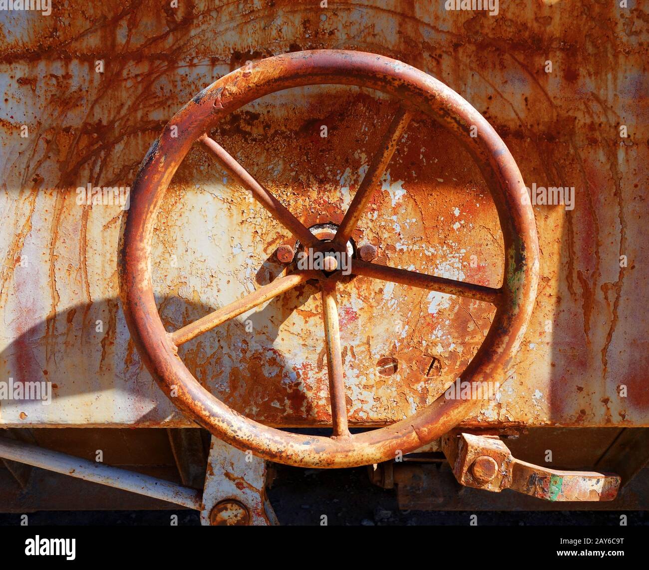 old rusty valve on a train Stock Photo - Alamy