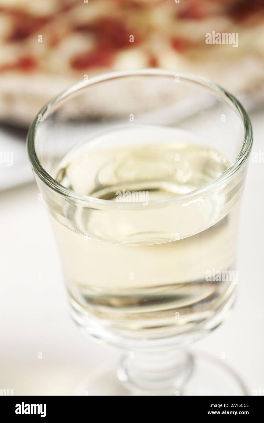 White wine and tarte flambée Stock Photo - Alamy