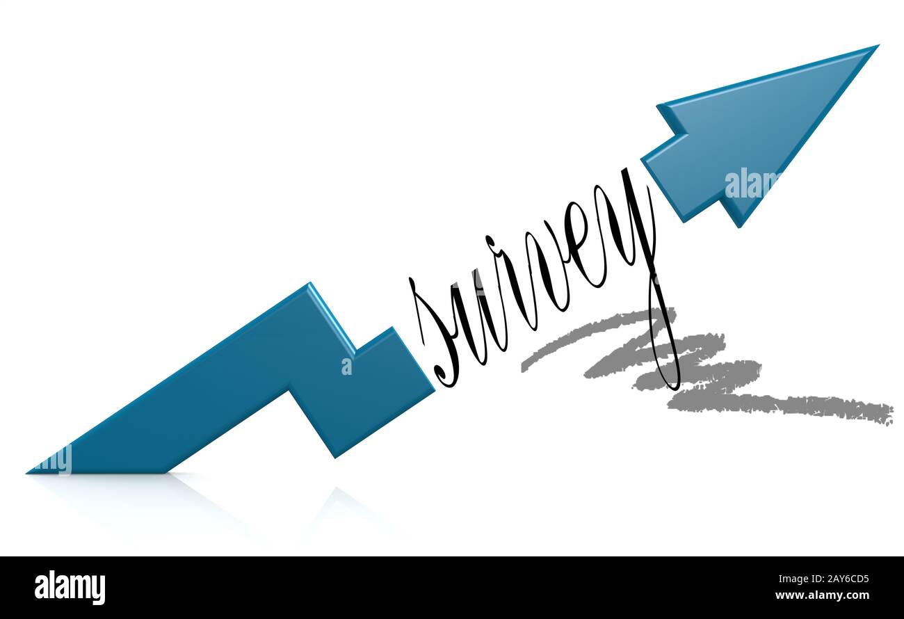 Blue arrow with survey word Stock Photo - Alamy