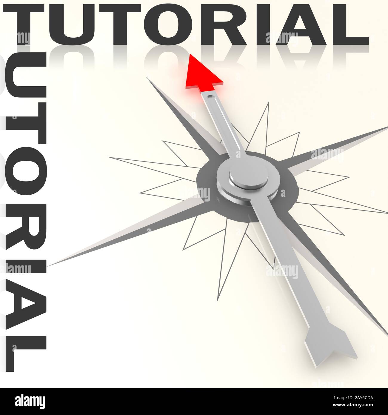 Compass with tutorial word isolated Stock Photo - Alamy