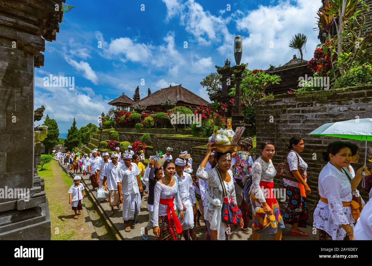 BALI INDONESIA - APRIL 26: Prayers in Pura Besakih Temple on April 26 ...