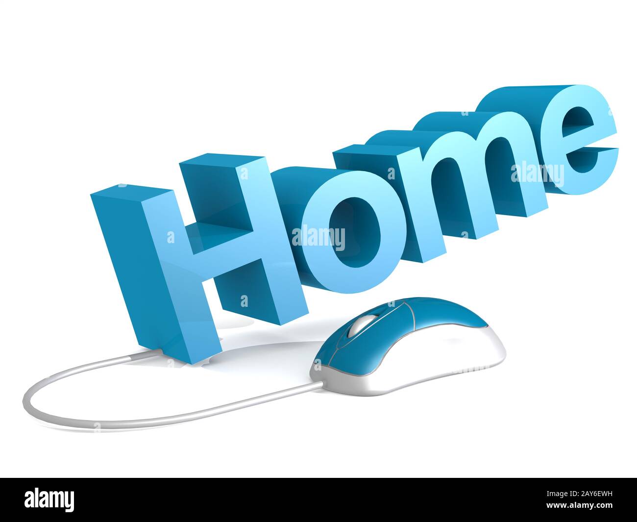 Home word with blue mouse Stock Photo - Alamy