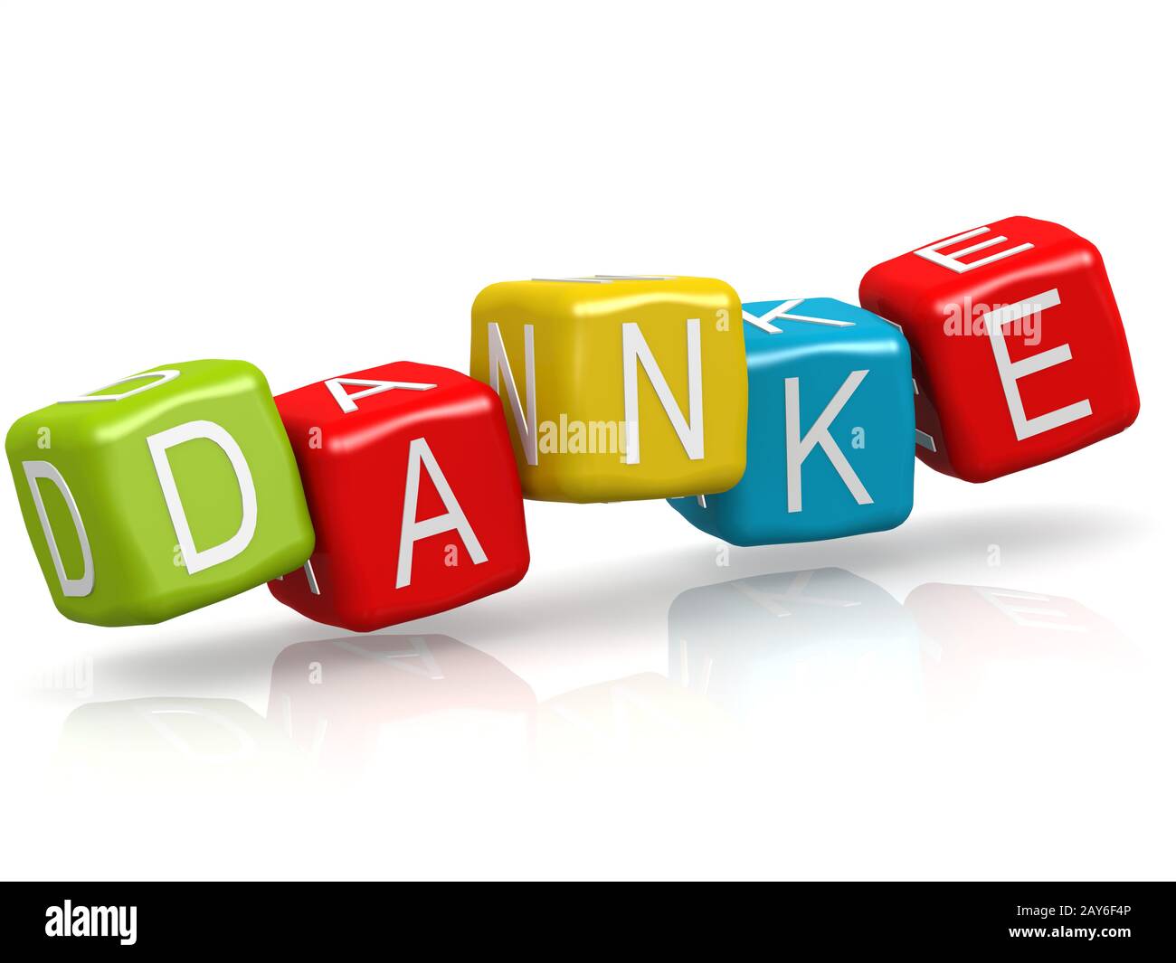 Danke color cube block on white Stock Photo - Alamy