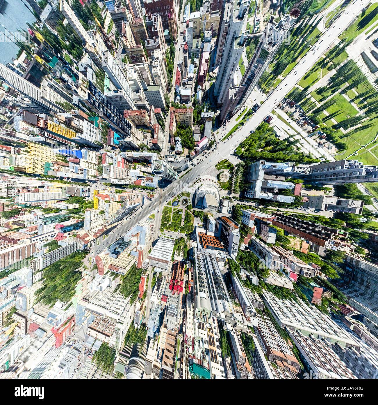 Aerial city view with roads, houses and buildings Stock Photo - Alamy