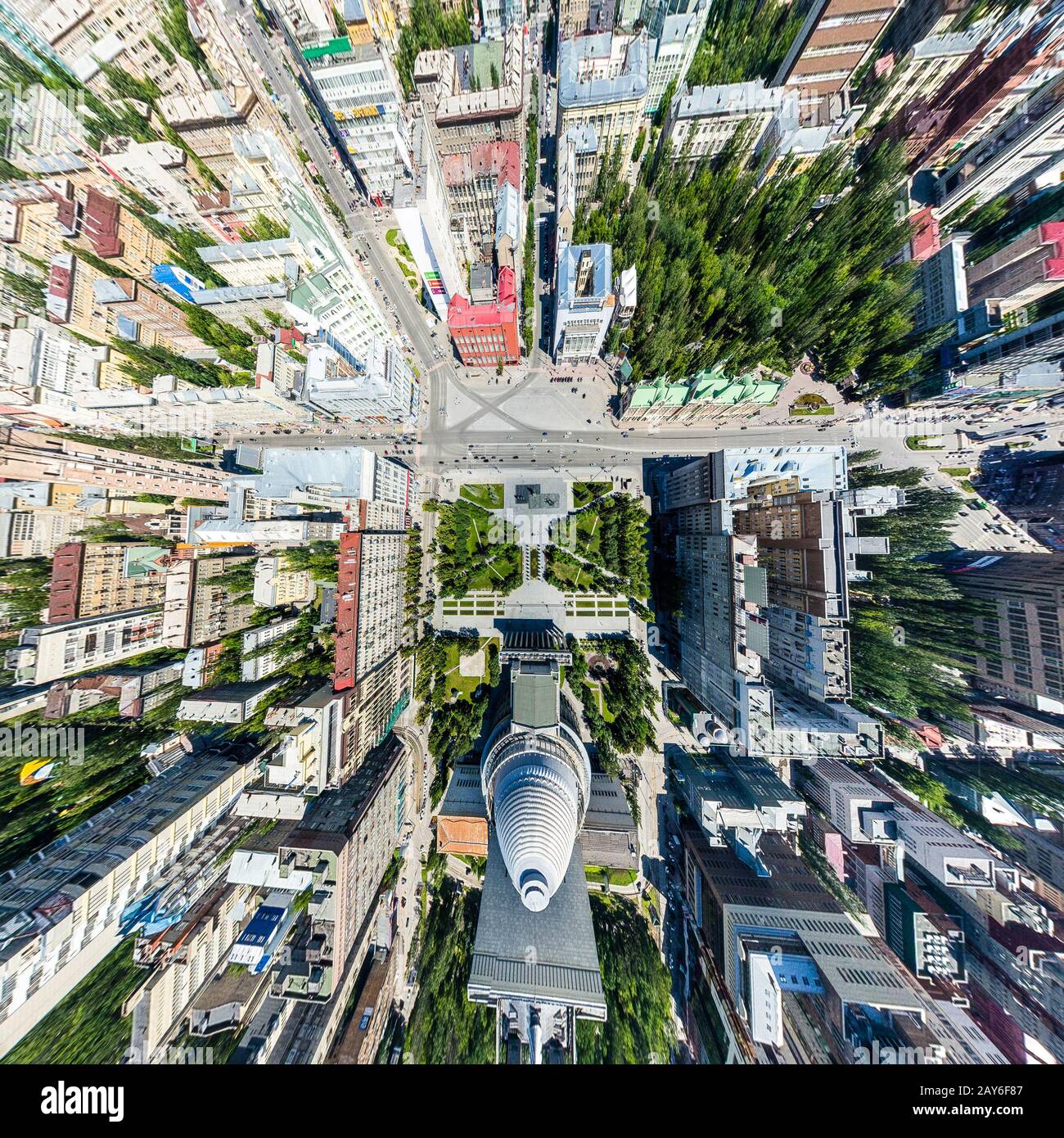 Aerial city view with roads, houses and buildings Stock Photo - Alamy
