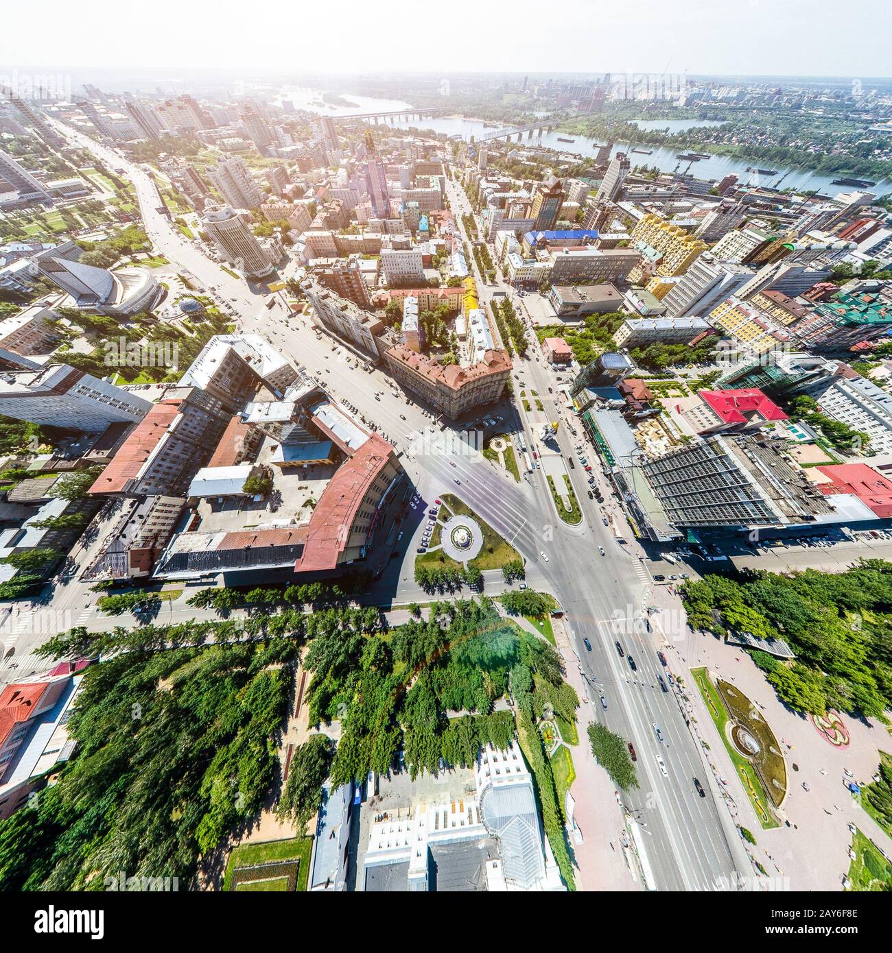 Aerial city view with roads, houses and buildings Stock Photo - Alamy