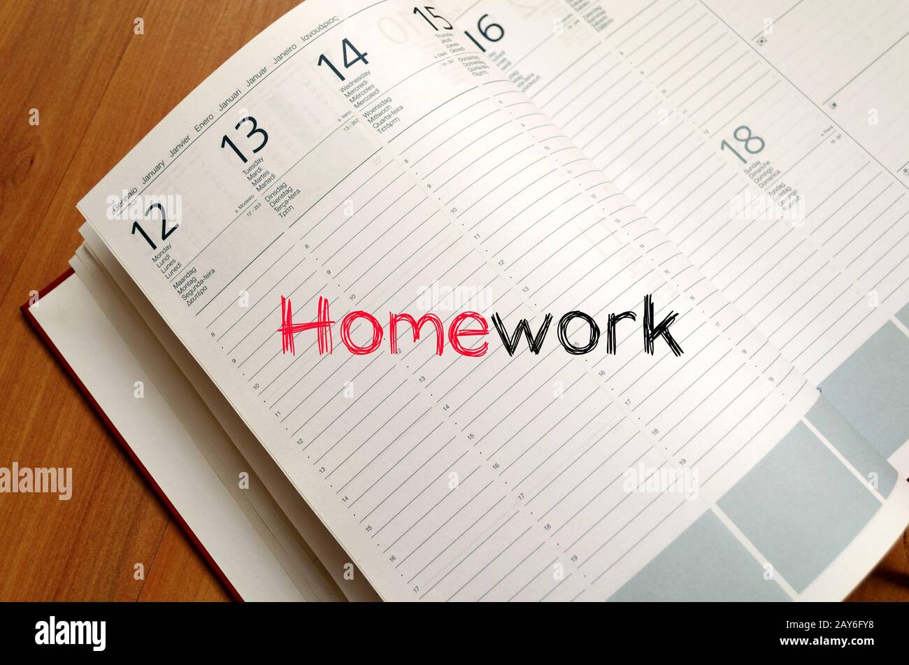 Homework text concept on notebook Stock Photo - Alamy